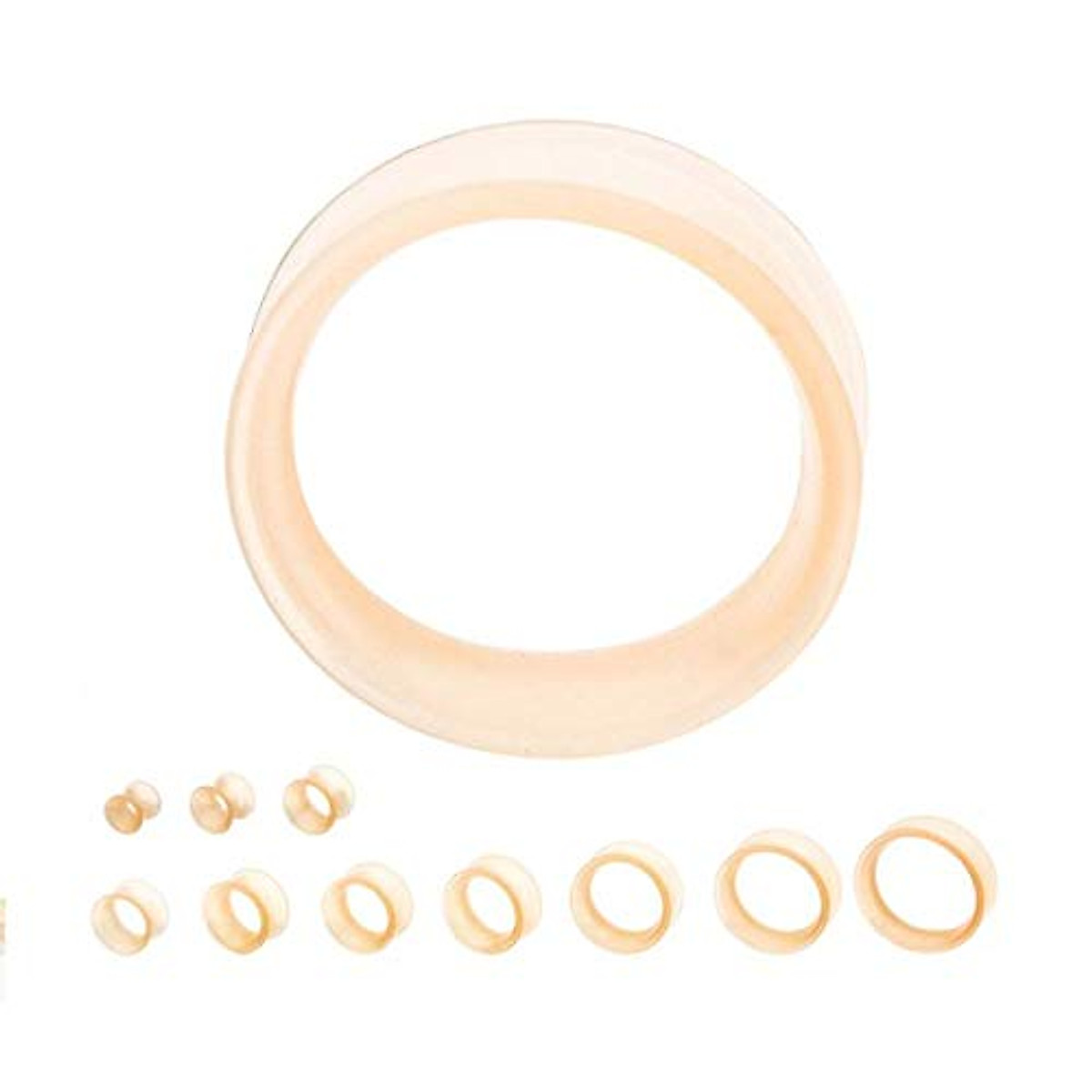 Pierced Owl Pale Peach Flesh Tone Thick Wall Double Flared Silicone Ear Tunnel Plugs Gauges, Sold As Pair (11mm (7/16"))