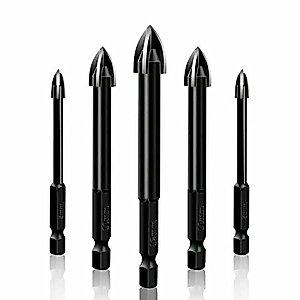 JINYI Efficient Universal Drilling Tool,Multi-Function Triangle Cross Alloy Drill Bit Tip Tools,Titanium Combination Drill Tap Bits Set,Metal, Wood (Black)