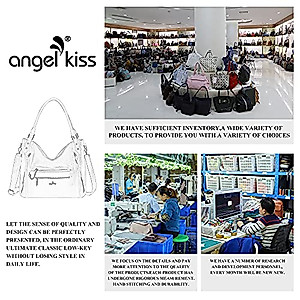 Angelkiss Hobo Shoulder Bags for Women Large Faux Leather Crossbody Purses with Wallet Clutch 2pcs Set