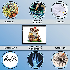 Santek A3 Eye-Friendly Dimmable LED Light Box for Tracing, Ultra-Thin Drawing Kit with Ruler, Magnets & Cable – Diamond Painting Art, Tattoo Stencils, Sketching, Animation & Artist Supplies