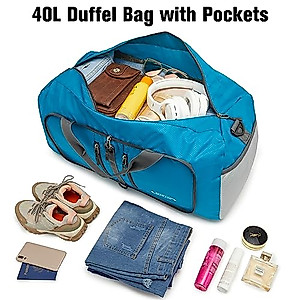 G4Free 40L 65L Foldable Duffel Bag Water Resistant Carry On Tote Bag Lightweight Packable Duffel Bag for Travel Overnight Weekender Bag for Men Women