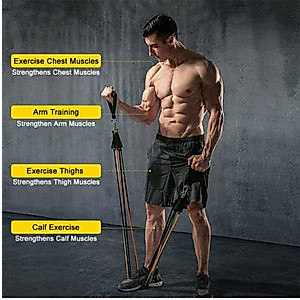 MOJCO Suspension Resistance Bands 11PCS Stackable Resistance Bands Set Workout Exercise Yoga Workout Fitness Training Tubes - 100 lbs