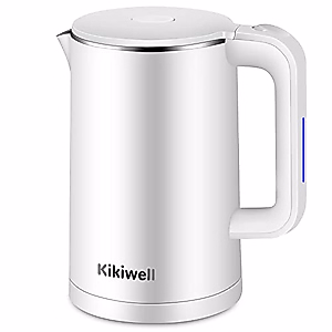 Electric Kettles Stainless Steel for Boiling Water, Double Wall Hot Water Boiler Heater, Cool Touch Electric Teapot, Auto Shut-Off & Boil-Dry Protection, 120V/1200W, 1.8Liter, 2 Year Warranty(White)