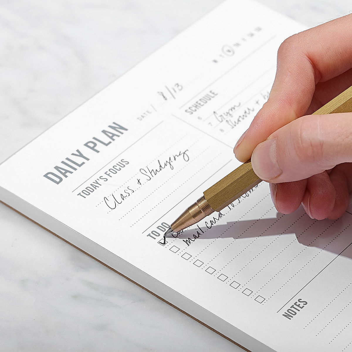 Two Tumbleweeds Daily Planner Notepad - Desktop To Do List Planning Pad with Hourly Schedule, Time Block Planner, College School Supplies - 6 x 9” - 50 Undated Sheets