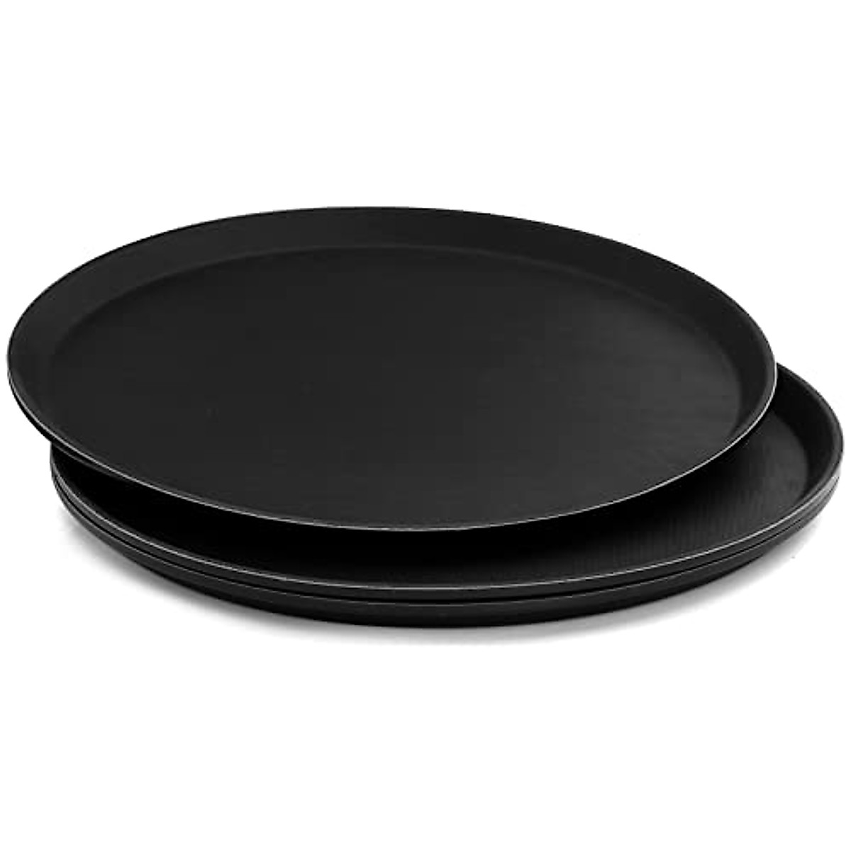 TOPZEA 3 Pack Large Restaurant Serving Tray, 16 Inch Plastic Round Serving Tray, Server Tray Non-Skid Tray Bar Tray Drink Tray Cafeteria Tray Food Serving Tray for Coffee Table, Hotel, Party