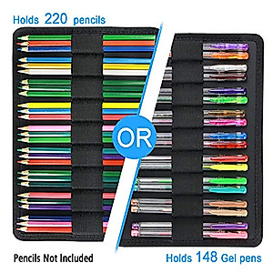 YOUSHARES Colored Pencil Case 220 Slots Pen Case Organizer With Handy Wrap & Zipper, Multilayer Holder for Prismacolor Colored Pencils & Gel Pen (Pumpkin)