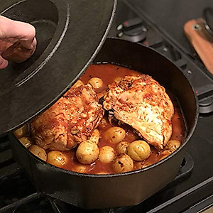 Outset Cast Iron Multi-Purpose Pot, Tortilla and Pancake Warmer, 3 Quart, Black