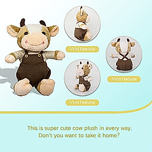 Rural Cow Stuffed Animals-Cute Stuffed Cow Plush with White Veil-Fluffy Cow Plush Toys-Comfortable for Birthday Gift 12.5 Inches