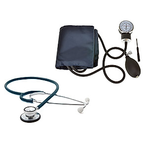 Dealmed Blood Pressure Monitor and Stethoscope Bundle | Includes (1) Arm Blood Pressure Monitor with Adult Cuff (Black) and (1) Dual-Head Stethoscope (Teal)