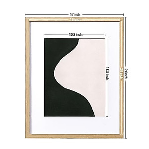 eletecpro 16x20 Picture Frame Made of Oak Wood and Reinforced Glass Displays Photos 11x14 with Mat or 16x20 without Mat, Natural Poster Frame for Modern Home Decor Horizontal or Vertical Hanging