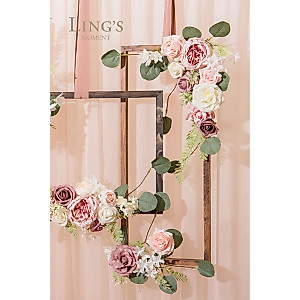 Ling's Moment Garden Dusty Rose Artificial Wedding Flowers Combo for Wedding Bouquets Centerpieces Flower Arrangements Bridal Shower Decorations
