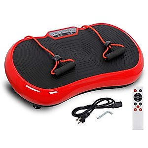 Nova Microdermabrasion Whole Body Fitness Vibration Plate Exercise Machine with Bluetooth Music Connection, Indoor/Outdoor Workout Trainer for Weight Loss Massage (Red)