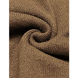 COOFANDY Men's Shawl Collar Sweaters V-Neck Cotton Relaxed Fit Cable Pullover (Khaki, XXX-Large)