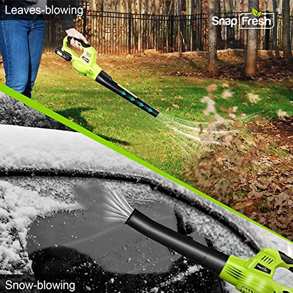 Cordless Leaf Blower, Electric Leaf Blower Battery-Powered, 20V Lithium Leaf Blower Cordless with Battery & Charger, Powerful Cordless Blower Lightweight for Sweeping Snow (Battery&Charger Included)