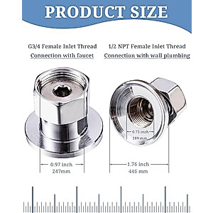 Phivan Commercial Faucet Parts Brass Coupling Flanges 1/2 Inch NPT Female Eccentric Flanged Inlet fits 8 Inch Center Wall Mount Faucets Coupler Replace (2 Pcs)