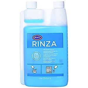 Urnex Rinza Alkaline Formula Milk Frother Cleaner - 33.6 Ounce [Over 30 Uses] - Breaks Down Milk Protein Fat and Calcium Build Up Cycles Through Auto Frother Cleans Lines Steam Wands & Steel Pitchers