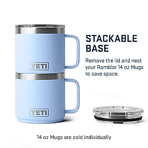 YETI Rambler 14 oz Stackable Mug, Vacuum Insulated, Stainless Steel with MagSlider Lid, Big Sky Blue