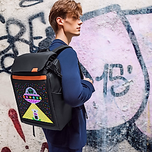 Gelrova Laptop Backpack with LED Display, DIY Fashion Backpack, Waterproof Cycling Hiking Travel Backpack with LED Turn Signal, Gift for Men Women Fits 15.6 Inch Laptop (Black)