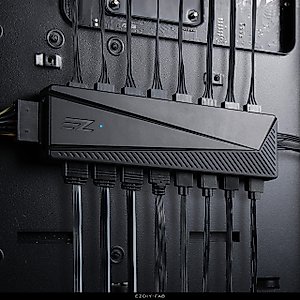 EZDIY-FAB ARGB PWM Fan Hub for PC Case Fan, 8 PWM Ports+8 ARGB Ports, 12V RGB/ 5V ARGB Motherboard Sync, PWM Functional Fan Adapter, Two Lighting Systems, Easy Cable Management.