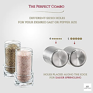 Salt and Pepper Shakers with Holder - Elegant Stainless Steel Shaker Set by urban noon