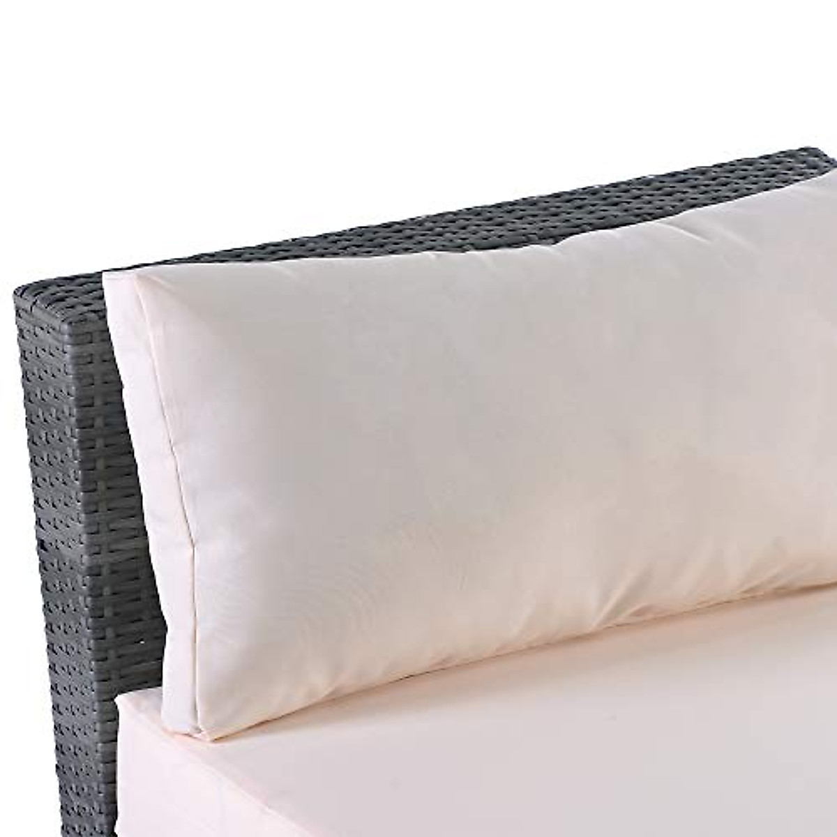 ELOMBR 8 Pieces Outdoor Sectional Sofa, Wicker Patio Furniture Sets, PE Rattan Patio Conversation Sets with Cushions and Wood Table, Grey & Beige