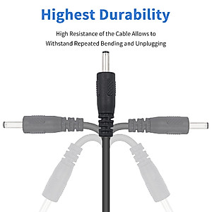 Duttek USB to DC Cable, 3.5x1.35 mm 5V DC Power Charging Cord, Electronics Barrel Jack Plugs USB 2.0 A Male to DC 3.5mm x 1.35mm Male Adapter Converter Cable(10 inch / 25cm)