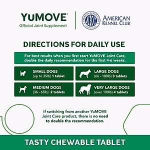 YuMOVE Hip and Joint Supplement for Dogs with Glucosamine, Chondroitin, MSM, Omega 3, Hyaluronic Acid, & Green Lipped Mussel - Dog Joint Supplement - for Adult Dogs 60 Tablets