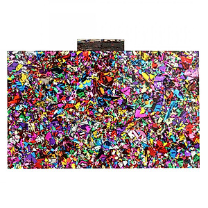 Women Sequin Acrylic Clutch Box Crossbody Bag Handbag Bridal Party Cocktail Evening Clutch Purse (Multi-colored)