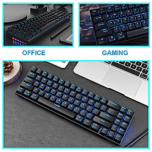 RK ROYAL KLUDGE RK71 Mechanical Keyboard 70% Compact Bluetooth Keyboard 71 Keys,Tenkeyless USB Wired/Wireless Portable Gaming/Office with Stand-Alone Arrow Keys for Windows MacOS (Brown Switch-Black)
