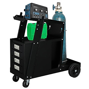 SSLine Rolling Welder Cart Plasma Cutter MIG TIG ARC Welding Cart with 4 Drawers and Wheels Heavy Duty Steel Welding Trolley Universal Storage -100lbs Weight Capacity