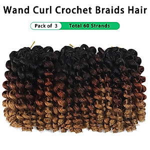 Ombre Wand Curl Crochet Braids Hair - 8 Inch Ringlet Twist Extensions with Jamaican Bounce (3 PCS, 1B/30/27)