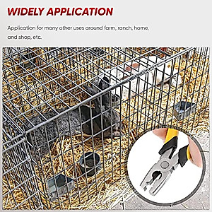 300 Pieces Wire Cage Clips with 1 Piece Wire Cage Buckle Snap Plier for Chicken Pet Dog Cat Cage (Silver, Black Yellow)