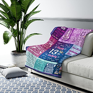Wisegem 13th Birthday Gifts For Girls - Best Gifts For 13 Year Old Girls 60"x50" Blanket - Gifts For 13 Year Old Girl - Teenage Girl Gifts For 13 Year Old Girl - 13 Year Old Girl Gift Ideas Bday Decor