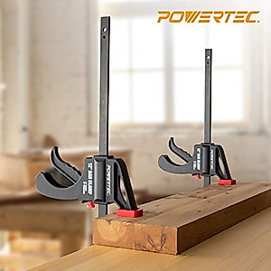 POWERTEC 71594 12 Inch Bar Clamps with Spreader, Trigger Clamps for Woodworking, One-Handed Carpenter Quick Clamp Sets for Gluing, Wood Clamps for Woodworking Tools, 2 pack