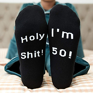 Udobuy 50th Birthday Gift for Men or Women, 50th Birthday Socks, Funny Socks with Sayings - Printed Men's and Ladies Novelty GIFT