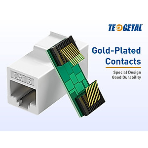 Tedgetal Cat6 Keystone Coupler RJ45 Ethernet Insert Jack Coupler 10 Pack Female to Female Inline Extender, White