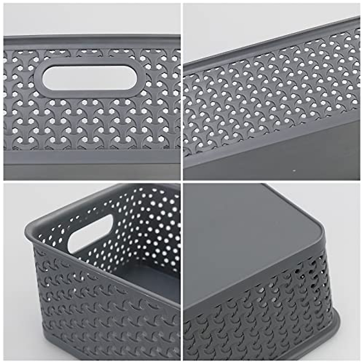 Jandson Grey Weave Storage Baskets, Pantry Organizer Bin, 6 Packs, F