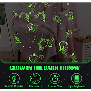 Axolotl Blanket Glow in The Dark Soft Blanket Salamander Pink Throw Axolotl Gifts Toys Room Decor Cute Cozy Pink Kids Blanket Throw for Girls Teen (Axolotl, 40"X60")