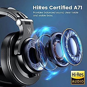 OneOdio A71 Hi-Res Studio Recording Headphones - Wired Over Ear Headphones with SharePort, Professional Monitoring & Mixing Foldable Headphones with Stereo Sound (Black)
