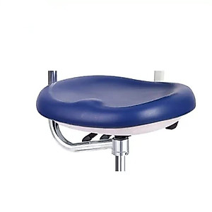 DenFactory Adjustable Height, Backrest & Armrest Dental Stool,360 Degree Rotation Dental Stool Assistant Stool Dental Assistant Chair PU Leather (Blue)