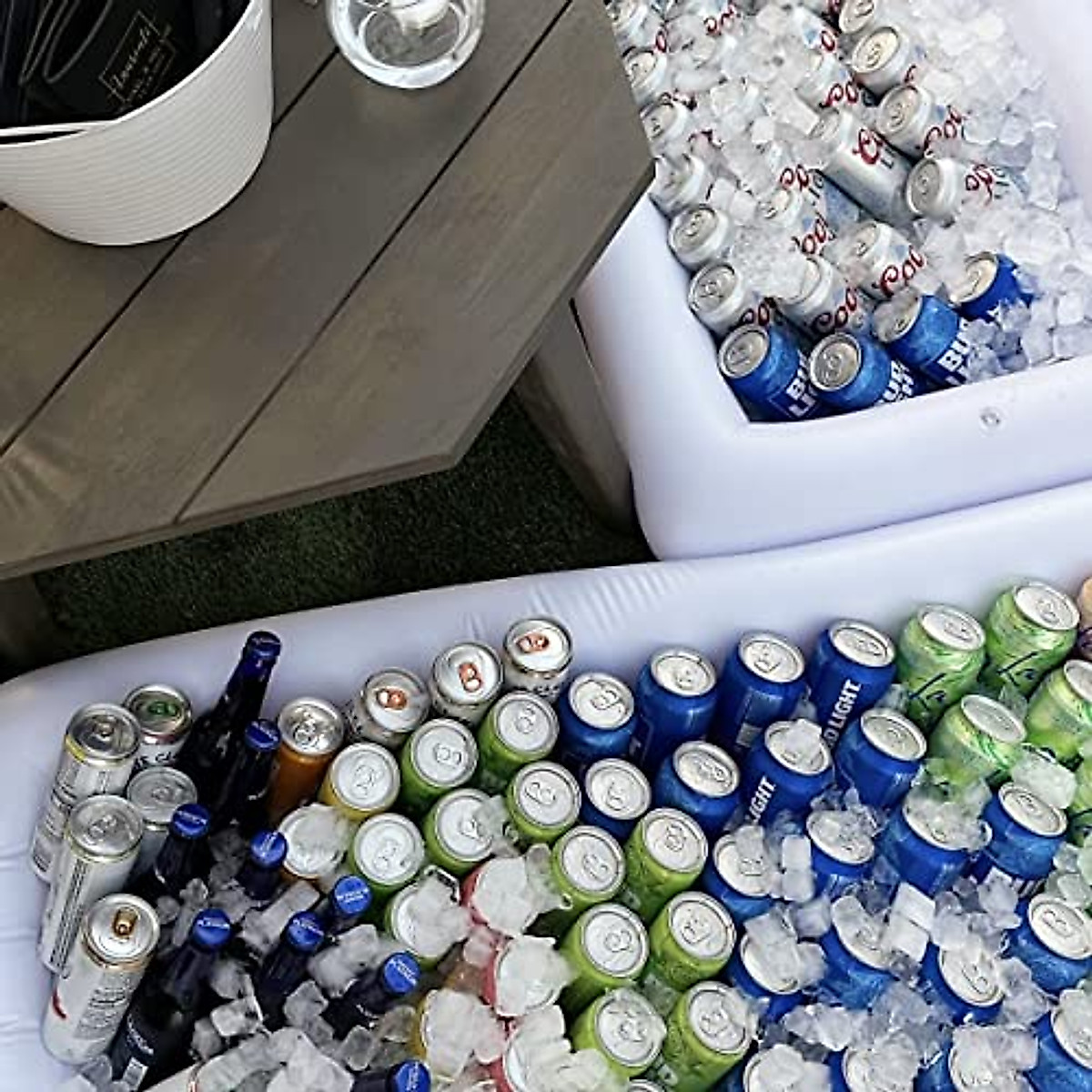 Kurala Inflatable Serving Bar Salad Ice Tray Food Drink Containers 4 PACK, Inflatable Party Cooler Blow Up Food Chiller, Inflatable Ice Bar