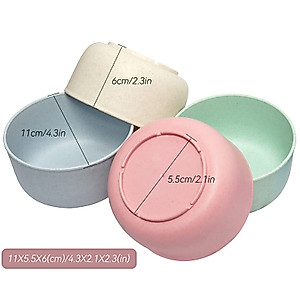 Old Tjikko Snack Bowls,Set of 4 Rice Bowls,100% BPA-Free Wheat Straw Fiber Snack Bowls,Eco-friendly Safe Kitchen Bowl for Children Adult Support Microwave(14 oz-4pack)