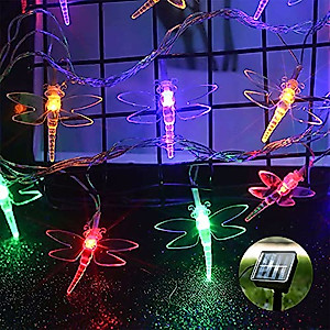 ASFSKY Dragonfly Solar Lights Outdoor 100 Led 12m 39ft String Waterproof Colorful Lights for Garden Yard Decoration Multicolor