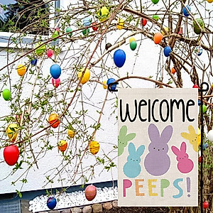 Welcome Easter Garden Flag Double Sided Vertical 12×18 Inch Bunny Banners Spring Yard Outdoor Farmhouse Decoration DF019
