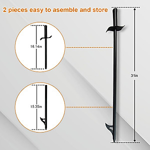 VODA Fire Poker and Fireplace Tongs Set - 31" Campfire Poker with Blow Poke Function, 24" Firewood Tongs, 2 Part Assembled Fire Pit Poker, Log Grabber for Firepit Bonfire Wood Stove Fireplace