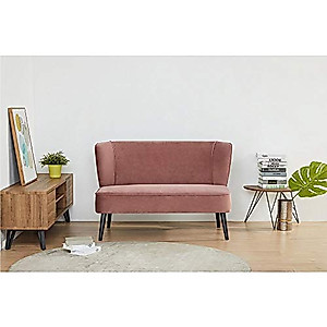 GIA Furniture Home Series Mid-Century Modern Armless Fabric Loveseat with Sleek Back, Love Seat, Pink