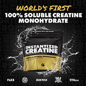 Instantized Creatine Monohydrate Gains in Bulk, Worlds First 100% Soluble Creatine for Strength, Performance, and Muscle Building (30 Servings)