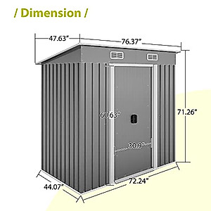 DHHU Outdoor Storage Shed, 6' x 4' Metal Garden Sheds, Metal Tool Sheds, Heavy Duty Storage House with Lockable Doors & Air Vent for Backyard Patio Lawn to Store Bikes, Lawnmowers