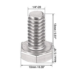 uxcell 1/4-20 x 1/2" Hex Bolts 304 Stainless Steel Hexagon Screw Bolt 5pcs