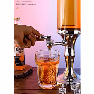 NOMAL Tabletop Wine Beer Tower Beverage Juice Dispenser with LED Colorful Shinning Lights for Bar Party Restaurant KTV Barbecue Restaurant (Silver,1.5L)